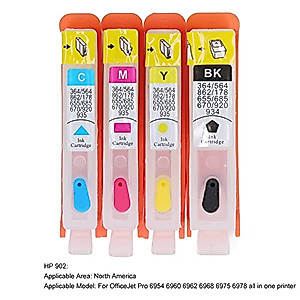 Fafeicy 4PCS Ink Cartridge,Permanent Chip Replacement Refill Ink Cartridge PP for Office (HP 902)