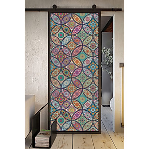 JiffDiff Window Privacy Film Frosted Glass Stain Stickers Boho Decorative Rainbow Non-Adhesive Static Cling Tinting for Home Bathroom 118.1''x17.3''