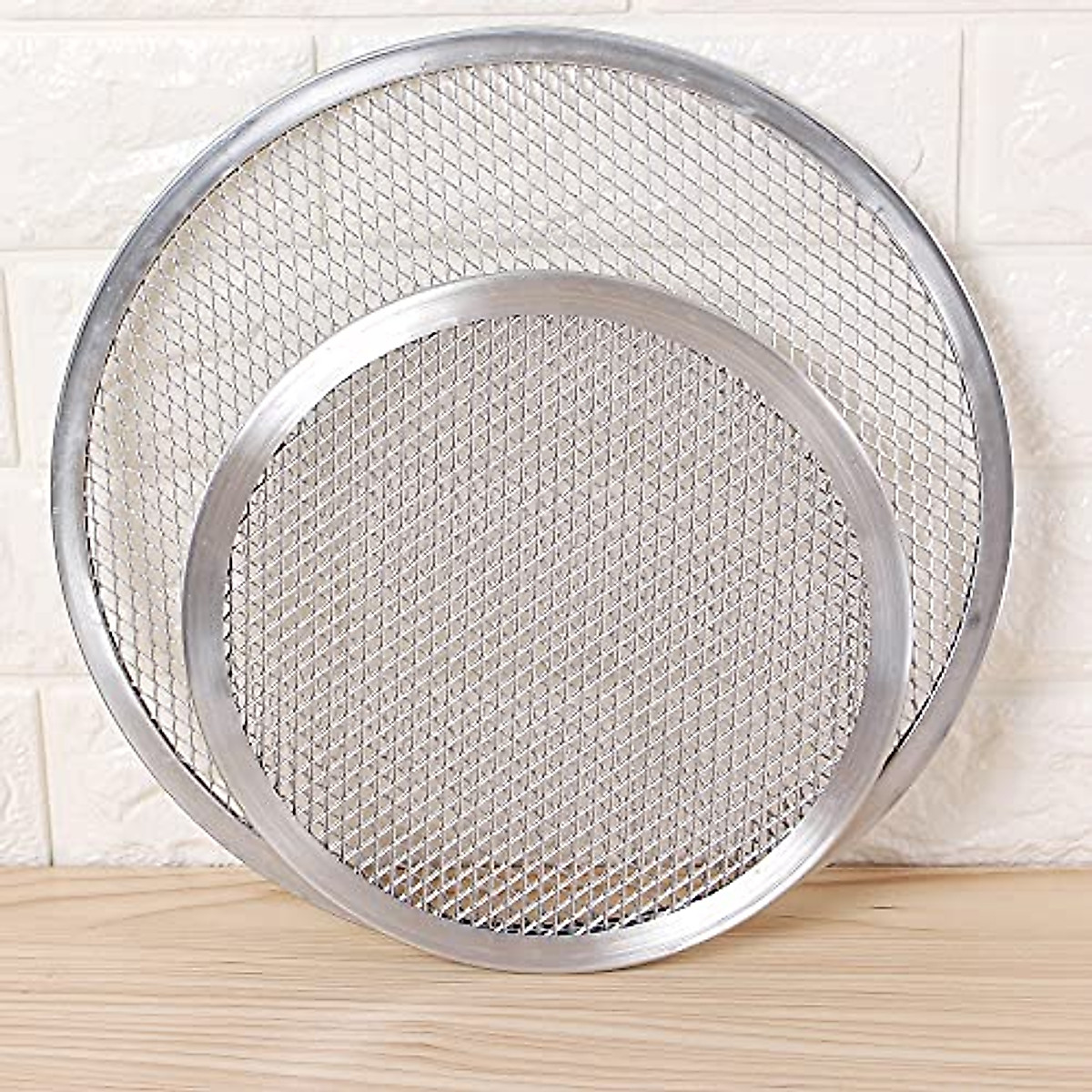 ZIIVARD Pizza Screen Gadgets Seamless Aluminum Pizza Tray Thickened Flat Mesh Commercial Grade Pizza Pan Kitchen Tool Bakeware (12 inch)