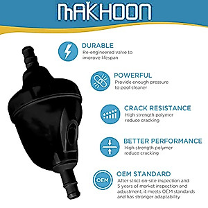 MAKHOON Pool Cleaner Complete Backup Valve Kit G62 Replacement for Zodiac Polaris 280 380 3900 Sport, 280 Black Max F5B, TR35P Pool Cleaners (Black)