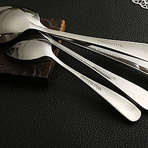 HornTide 6-Piece Soup Spoon Set Bouillon Spoon Flatware Stainless Steel Mirror Polishing 6.5-Inch 16.6cm
