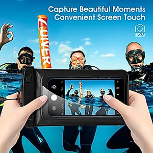 Trakxy Waterproof Phone Pouch Compatible with iPhone 13 12 11 Pro Max Xs Max Samsung Galaxy S22 Ultra etc Smartphones [4.7-6.9 Inch], IPX8 Waterproof Bag fit for Swimming, Boating and Beach-Black