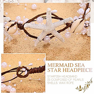 CASDRE Starfish Bride Wedding Headband Brown Pearl Bridal Hair Vine Shell Headpiece Beach Wedding Hair Accessories for Women and Girls