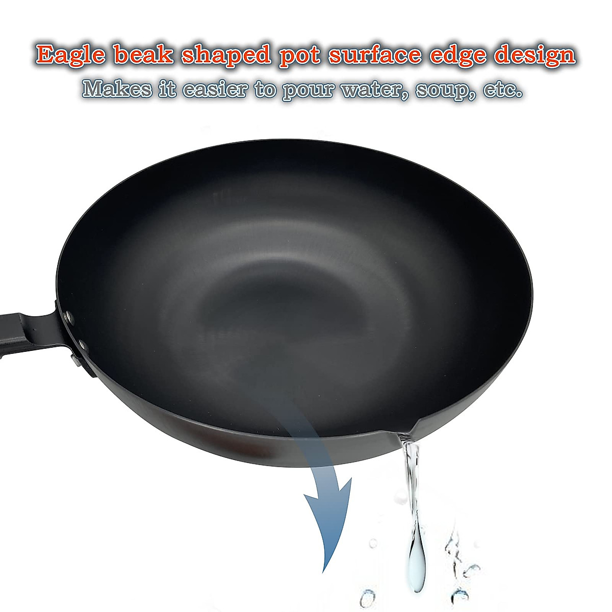 vivicreate Carbon Steel Wok Pan, 9 Piece Woks & Stir-Fry Pans Set with Spatula, No Chemical Coated Flat Bottom Chinese Pan for Induction, Electric, Gas, suitable All Stoves - 12.5''