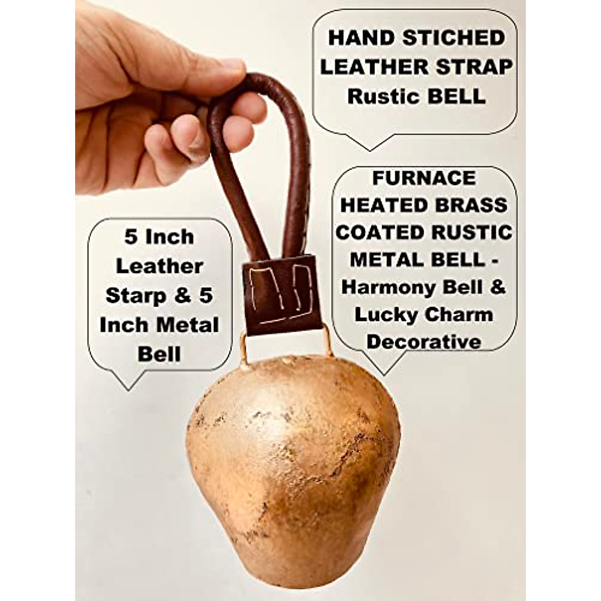 Giant Rustic Cow Bell Huge Harmony Vintage Swiss Style Bell Lucky Christmas Hanging Bell Handmade Brass Coated