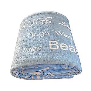 BlankieGram “Hugs” Plush Throw Blanket- Inspired Gift Ideas for The Entire Family, Comfort Gifts, Blue