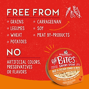 Stella & Chewy's Lil Bites Savory Stews for Small Breeds Beef & Chicken Dinner in Broth, 2.7 oz. Cups (Pack of 12)