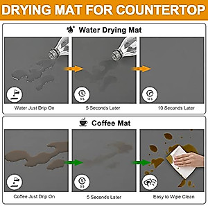 Dish Drying Mats for Kitchen Counter Coffee Mat Under Sink Mats for Kitchen Waterproof Dish Mat Drying Kitchen Mat Bar Mats for Countertop Coffee Bar Accessories (Deep Gray, 12"*19")