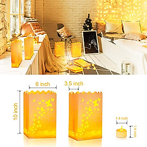 50 PCS Butterfly Luminary Bags & 50 PCS Battery Tea Lights, White Luminary Bags with Flameless Candles, LED Lamp Holiday Gift Flameless LED Tealight for Outdoor Christmas Thanksgiving Decorations