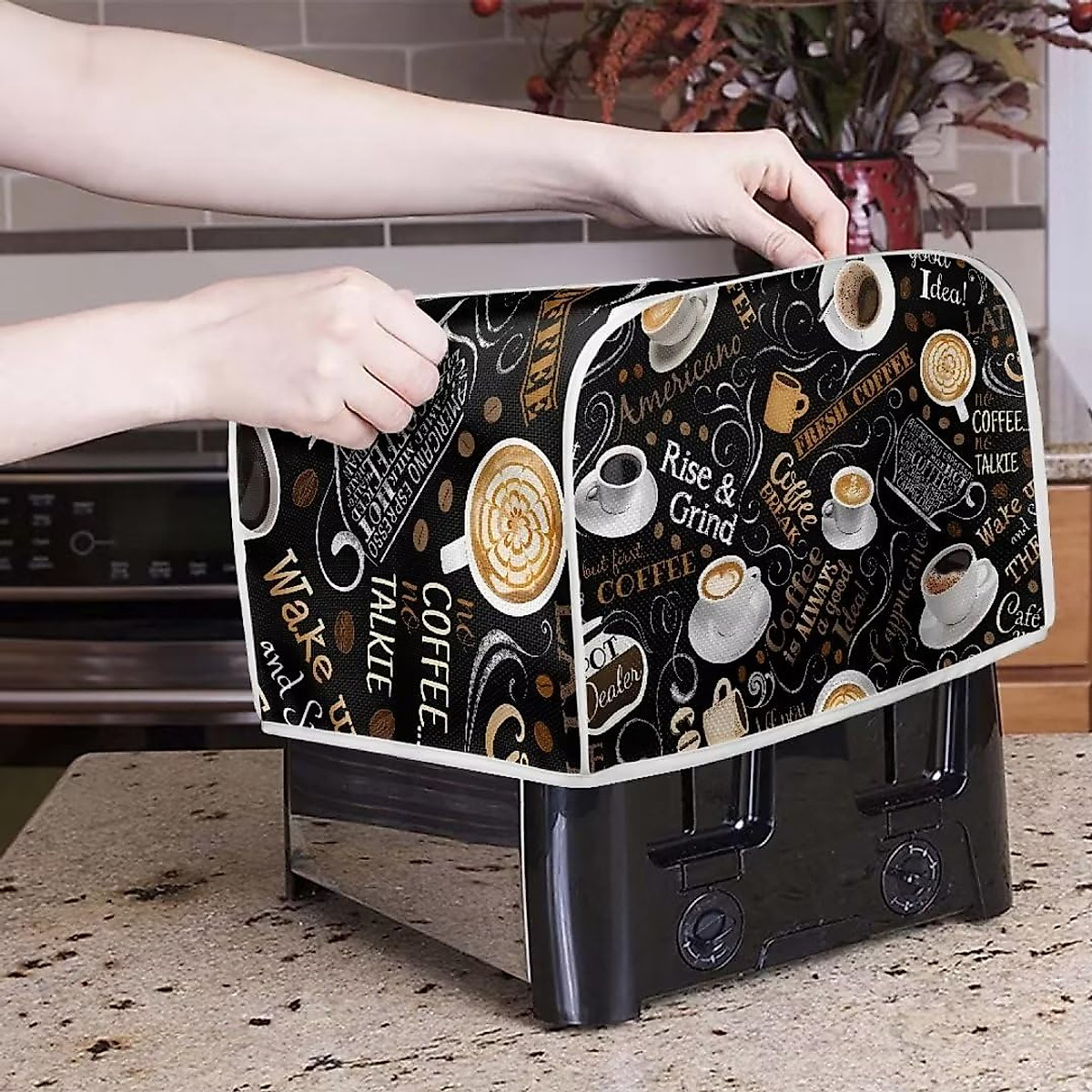 Kathyboom Coffee 4 slice Toaster Cover Appliance Cover Toaster Dust And Fingerprint,Washable Kitchen Accessories