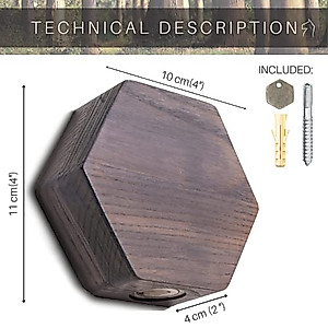 EWART WOODS Magnetic Key Holder for Wall Key Rack Key Hook for Wall Modern Key Holder entryway Organizer Wood Key Hook Storage Hexagon (Dark Brown, 3 pcs)