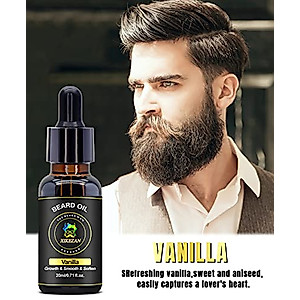 Beard Oil 5 Pack w/Unscented,Cedarwood,Sandalwood,Vanilla,Orange,Christmas Stocking Stuffers Fathers Valentines Day Gifts for Men Him Dad Boyfriend Husband,Beard Growth,Soften,Moisturizing,Strength