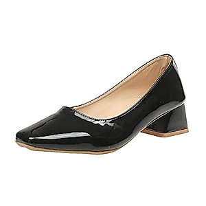 Women Casual Shoes Fashion Square Toe Office Shoes Comfortable Square Heel Thick Heel Slip On Woman Shoes Sandals Black