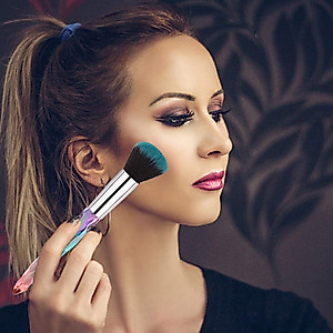 Makeup Brushes Set Crystal Handle - 10pcs Colorful Diamond Cosmetic Kabuki Brushes Foundation Concealer Face Powder Eye Shadows Highlight Brush Kit For Makeup