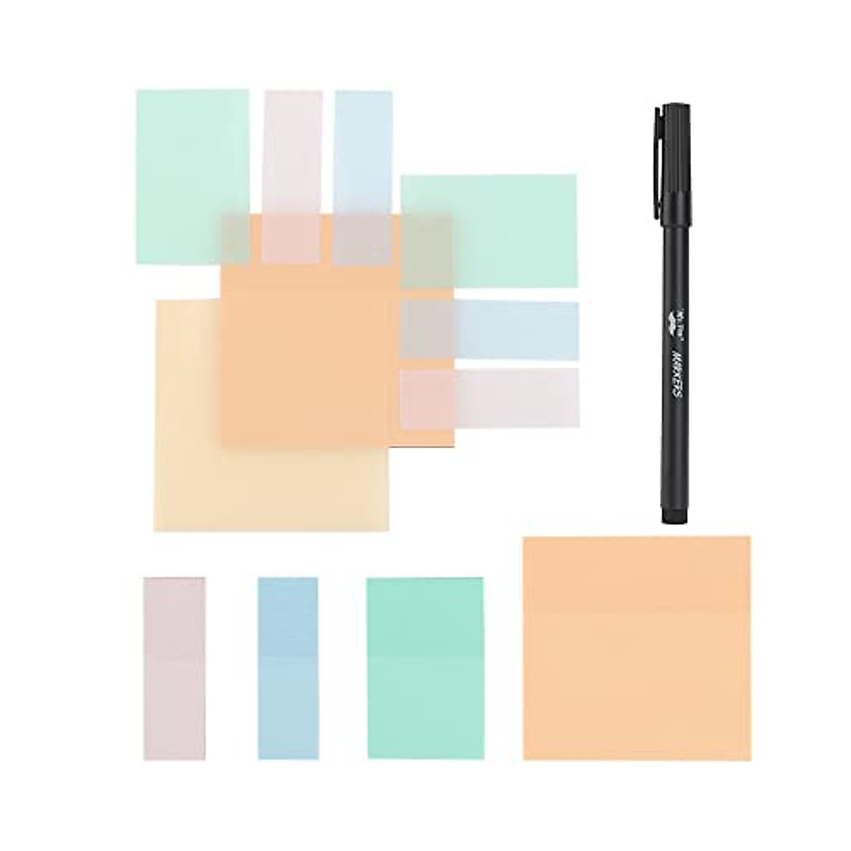 Mr. Pen- Transparent Sticky Notes, 200 pcs, Pastel Colors, See Through Sticky Notes, Sticky Notes Transparent, Sticky Notes Clear, Annotation Sticky Notes, Bible Sticky Notes, Sticky Notes for Books