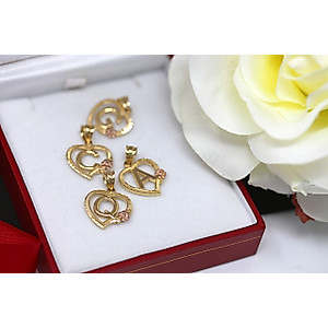 14k Two-Tone Initial Heart Pendant in Yellow and Rose Gold - Letter G