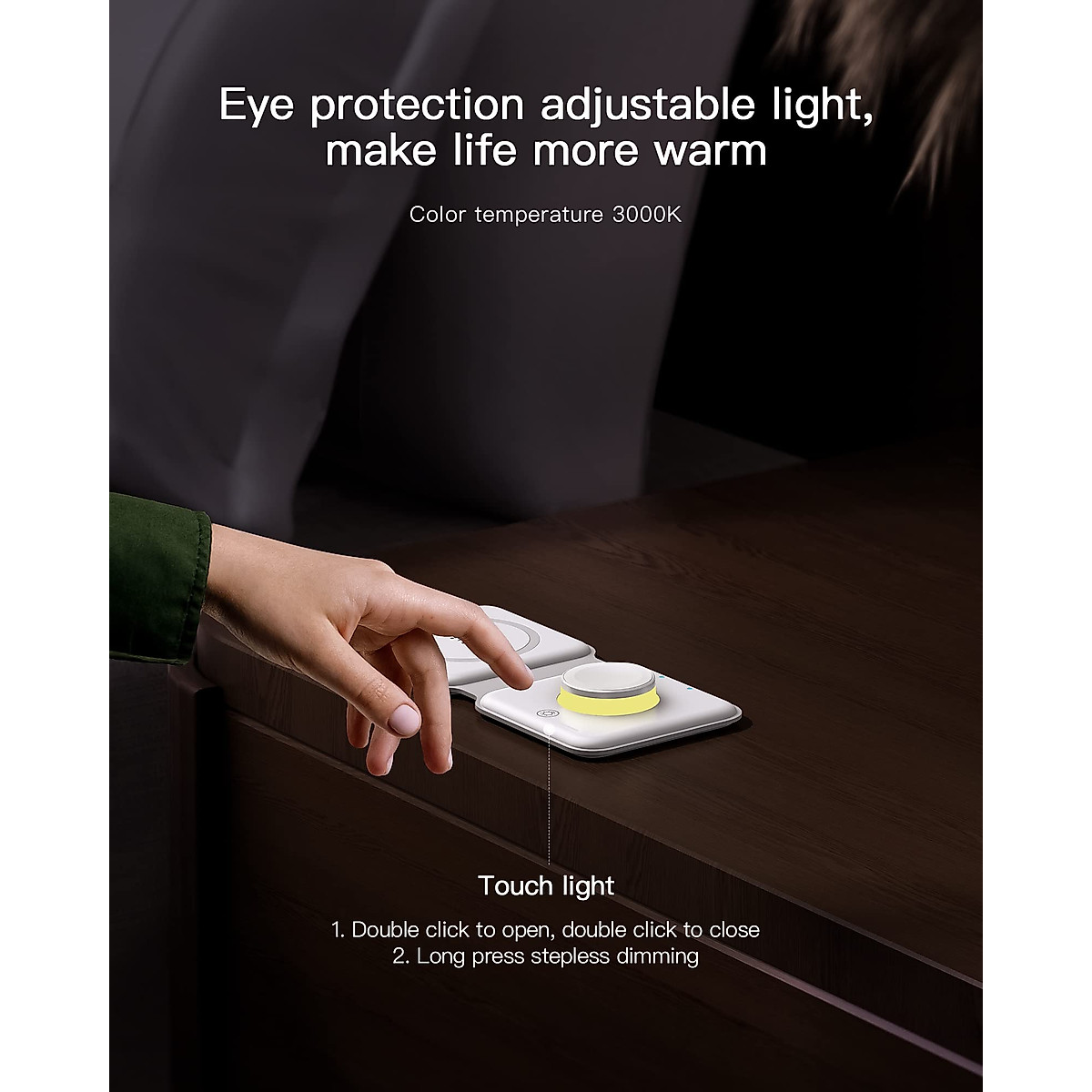 2 in 1 Foldable Wireless Charger, Wireless Charging Station for iPhone 15/14/13/12/11 Pro Max/X/XS, Fast Magnetic Travel Wireless Charging Pad for AirPods 3/2/Pro Apple Watch