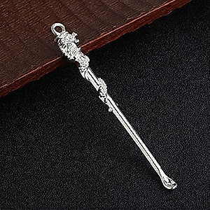 PZRT 2PCS Mini Retro Spoon Shovel Spoon Scoop Necklace Loop Pendant for Filling Vials Silver Color