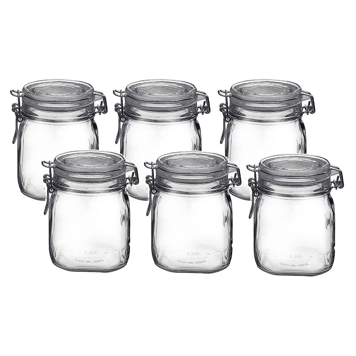 Bormioli Rocco Fido Clear Glass Jar with 85 mm gasket, (6 pack), 75 Liter (Pack of 6)