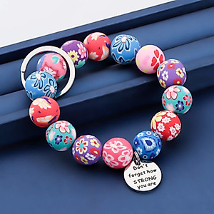 MYOSPARK Elastic Functional Beaded Handsfree Keychain Gift For Outdoor Office (Wrist Keychain Bracelet color)