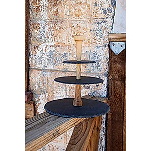 Boska Wooden Serving Party Tower - 3 Layer Best for Cheese, Tapas, Bread, and Desserts Presentation - Board Slab with Non-Slip Feet - Cutting and Charcuterie Board - Dishwasher Safe