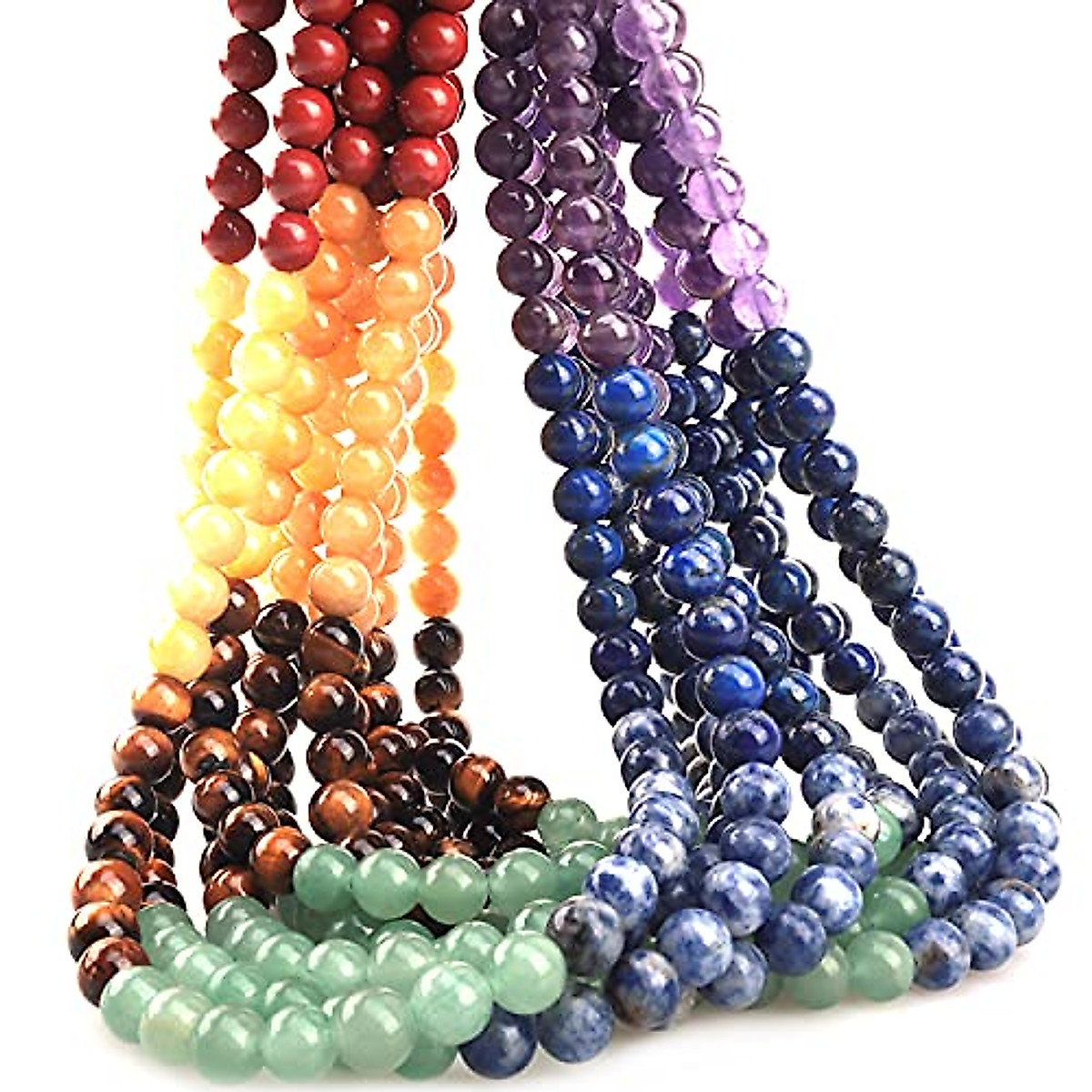 ICAI Beads 8mm Natural Colorful Stone Round Loose Stone Beads for Jewelry Making DIY Crafts Design 1 Strand 15" APPR.47-49pcs.
