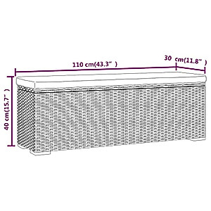 MINERWALL Ottoman Bench with Cushion Brown 43.3"x11.8"x15.7" Poly Rattan,Rattan Ottoman Bench with Removable Cushion for Patio and Garden Patio Benches, Outdoor Furniture, Outdoor Benches