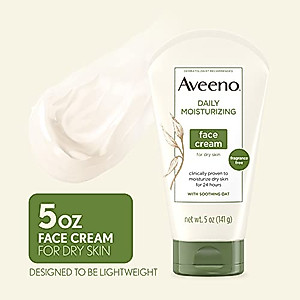Aveeno Daily Moisturizing Fragrance-Free Face & Neck Cream, Oat Facial Moisturizer for Dry Skin, 5 oz, Daily Moisturizing Body Lotion with Soothing Oat, 2.5 oz (2 Item, Product Bundle)