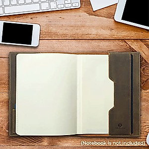 Leather Refillable Journal Cover for Men and Women, Handmade Gift Set for Moleskine Cahier XL with Stylish Pen and Card Holder, Vintage and Classic, Notebook, Sketchbook, Planner and Diary (10.5x16.4")