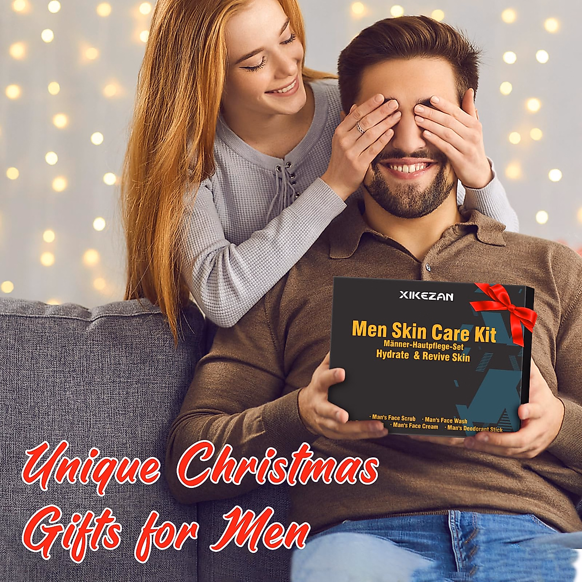 Mens Gifts for Men,Mens Skin Care Kit,Nourishe & Hydrate Skin w/Face Wash,Scrub,Lotion,Cream,Deodorant,Mens Stocking Stuffers for Men,Unique Christmas Gifts for Men Him Dad Husband Boyfriend Teen Boy