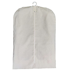 100% Cotton Canvas Garment Cover for Suits, Coats, Dresses; Travel Bag (Medium (24"x40"), Off-White)