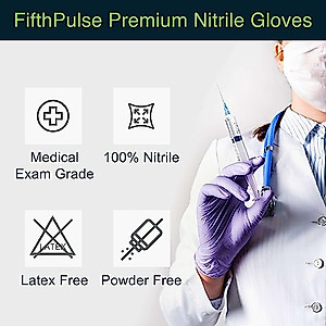 Lilac Nitrile Disposable Gloves - 100 Count - 3 Mil Nitrile Gloves Large - Powder and Latex Free Rubber Gloves - Surgical Medical Exam Gloves - Food Safe Cooking Gloves