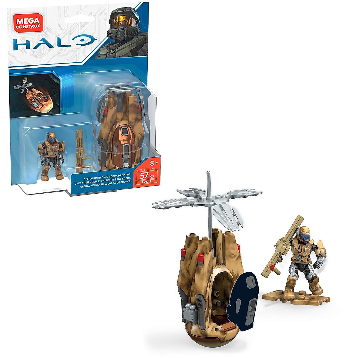 Mega Construx Halo Operation Bronze Cobra Drop Pod Micro Action Figure Building Set
