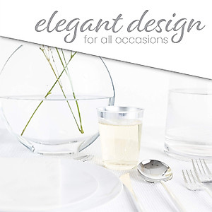 PLASTICPRO Disposable Plastic Tumblers (Silver Rim, 50)