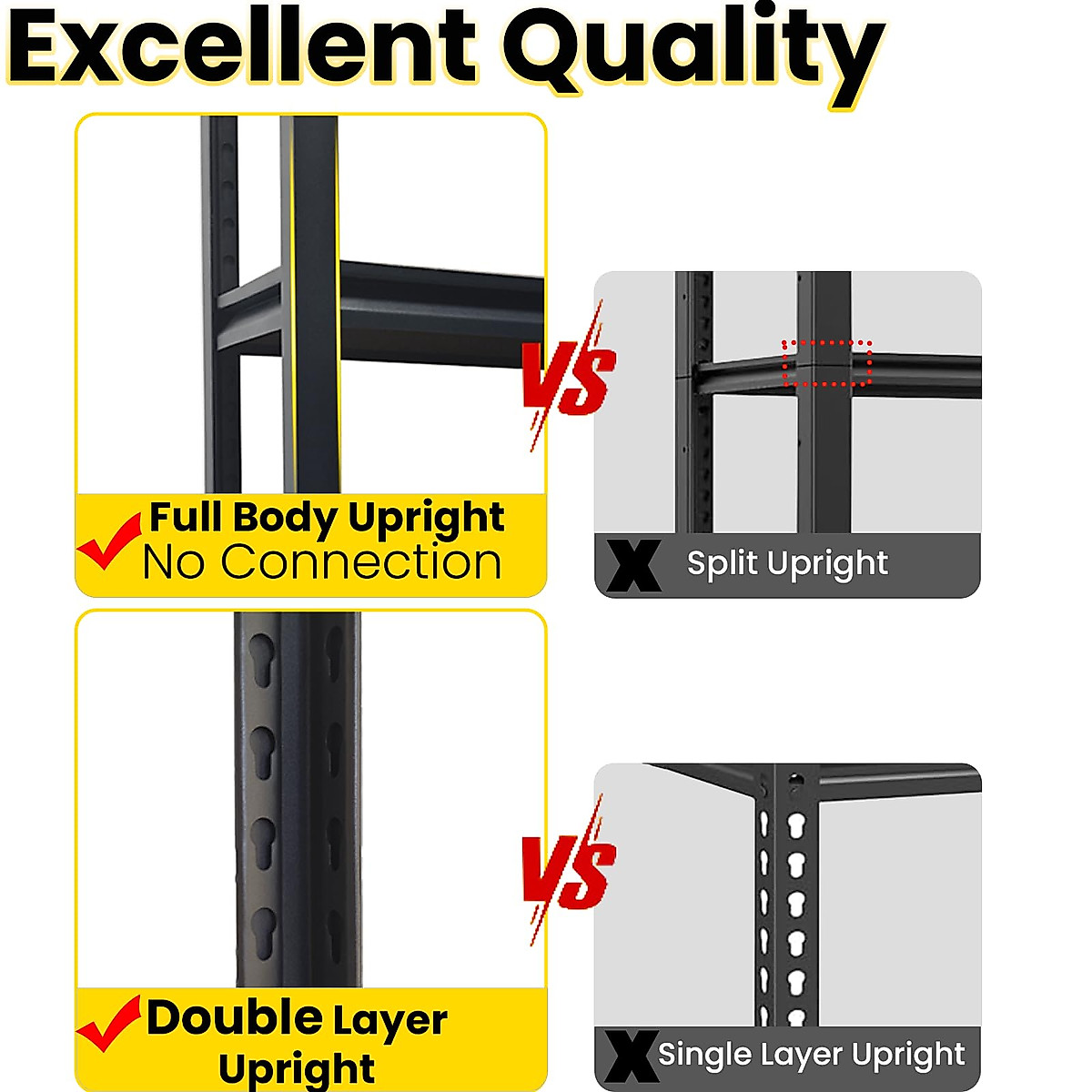 WRSTER-TECH Storage Shelf 4 Tier Adjustable Garage Storage Organizer, Heavy Duty Metal Storage Utility Rack Shelving with Thicken Wooden Board for Kitchen Warehouse Pantry Closet Office