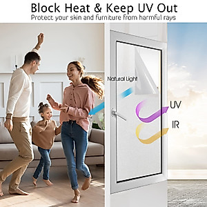 HIDBEA Frosted Window Privacy Film Heat Control UV Blocking, Static Cling Non-Adhesive Reusable Door coverings for Bathroom Home Office (Frosted 11.8 Inch x 6.5 Feet)