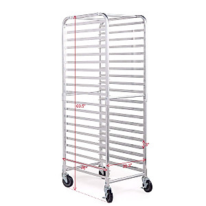 Sandinrayli Bakery Rack, 20-tier Bakers Rack with Wheels for Cooking, Cookie Cooling Rack for Half & Full Sheet Pan, Steel Commercial Baking Rack for Kitchen Baking Sheet,26" L X 20" W X 72" H