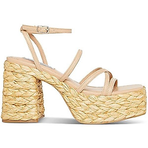 Steve Madden Belise Wedge Sandal Natural Leather 7.5 M