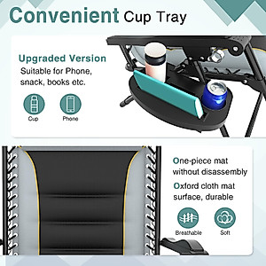 Slendor Oversized Padded Zero Gravity Chair, 33Inch XXL Reclining Camping Lounge Chair with Large Cup Holder & Footrest, Reclining Patio Chairs Folding Recliner for Outdoor Indoor, Gray