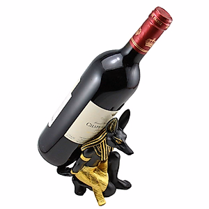 Fantasee Anubis God Wine Rack Holder Ancient Egyptian Deity Wine Bottle Stand Rack Premium Resin Material Novelty Gift for Kitchen Home Room Decoration (Resin - Anubis)