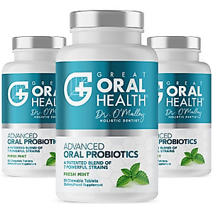 Oral Probiotics for Mouth Bad Breath Treatment for Adults: Dentist Formulated BLIS K12 M18 Advanced Oral Probiotics for Teeth and Gums, 60 Chewable Oral Health Probiotics Supplement Tablets (Mint 3pk)