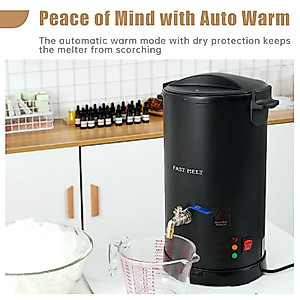 FAST MELT 6 Qts Soap Melter for Soap Making - Electric Soap Base Melting Pot Large Capacity with Quick Pour Spout, Auto Melt & Warm Mode Ideal for Homemade Soap Business Easy Clean