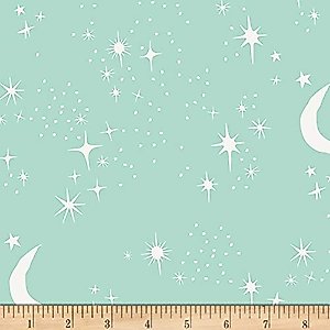 Art Gallery Fabrics Art Gallery Stargazer Twinkly Phases Fabric, Light Turquoise