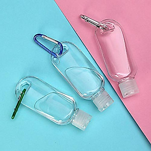 HATTIE 50Pack Travel Plastic Clear Keychain Bottles 50ml/2oz Portable Leakproof Squeeze Small Bottles With Flip Cap Refillable Empty Containers for Lotion Soap Toiletry