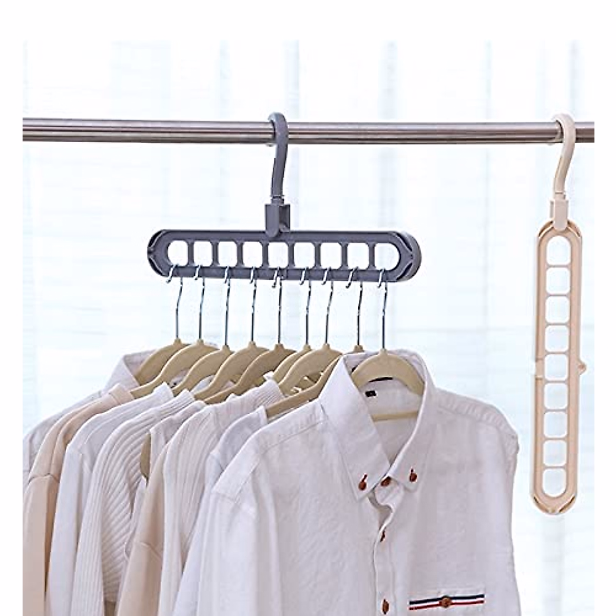 Magic Hanger Space-Saving Hanger Multifunctional Smart Wardrobe Magic Hanger Premium Wardrobe Clothing Stacking Hanger 9 Slots (Pack of 4)