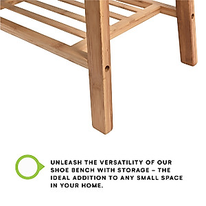 Prosumer's Choice Shoe Rack Bench with Cushion - Natural Bamboo Entryway Bench with Storage Organizer for Small Space - Indoor Wooden Rack with Seat - Good Load Bearing, Ideal for Hallway, Living Room