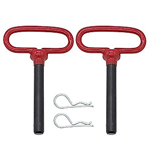 X-Haibei Head Tow Hitch Pin and Clip 1/2 x 3 5/8 inch for Lawn Mower Tractor RV Trailer Truck ATV, Red Handle, 2 Pack