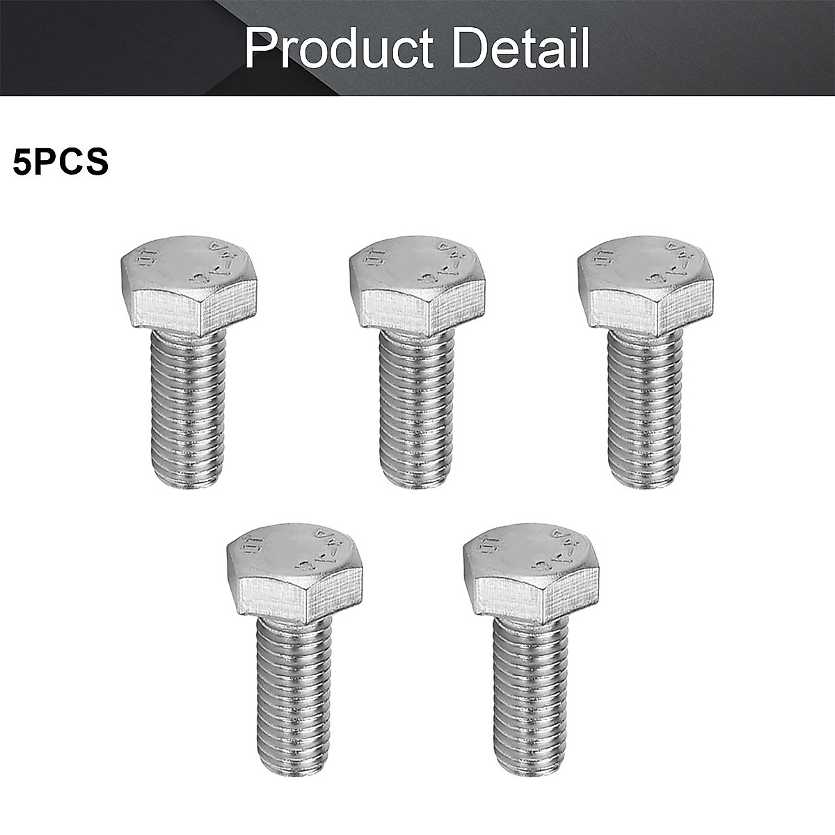 MroMax M8 Hex Bolt M8-1.25 x 20mm Hex Head Screw Bolts 316 Stainless Steel Fully Threaded Metric Hex Tap Bolts Silver 5Pcs