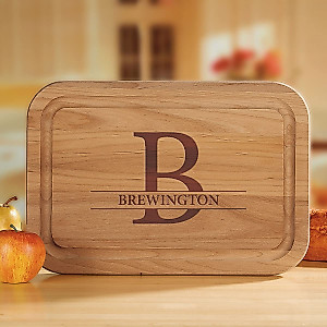 Initial Personalized Red Alder Wooden Cutting Board - Custom Engraved 11 x 16-Inch, Chopping and Serving Boards, Wedding and Housewarming Gifts, Add Initial and Last Name, by Lillian Vernon