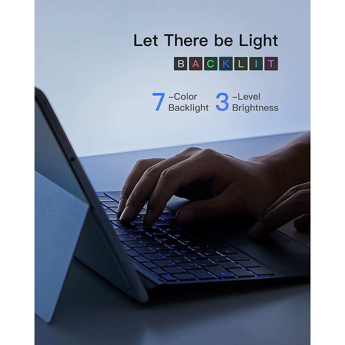 Inateck Surface Pro 9 Keyboard Compatible with Surface Pro 9/8/X/10/11, with 7-Color Backlight, KB05111